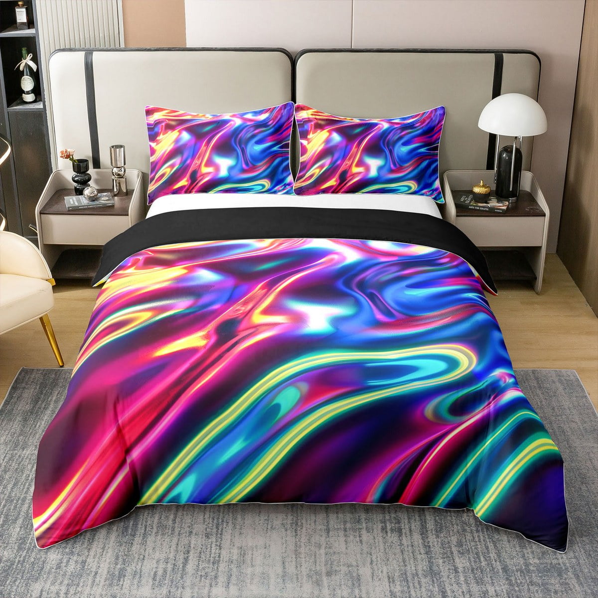 Erosebridal Liquid Metal Texture 100% Cotton Duvet Cover Queen Size, 3D ...