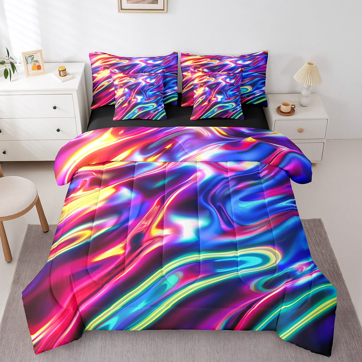 Erosebridal Liquid Metal Texture Bed in a Bag Twin size, 3D Abstract ...