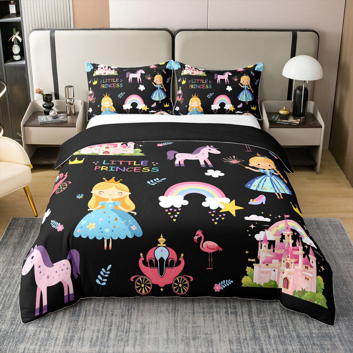 Erosebridal Little Princess 100% Cotton Duvet Cover Queen Size, Rainbow ...