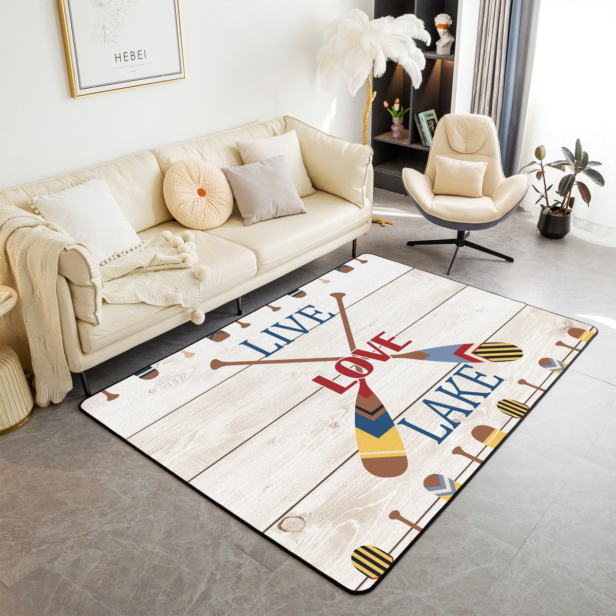 Erosebridal Live Love Lake Print Bedroom Carpet 4'11" x 3'3", Colorful ...