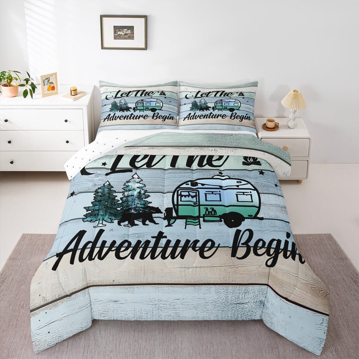 Erosebridal Lodge Cabin Bedding Full Comforter Set, Camping Camper ...