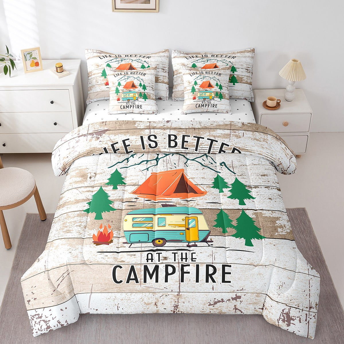 Erosebridal Lodge Cabin Bedding Full Size, Camping Camper Bedding Sets ...