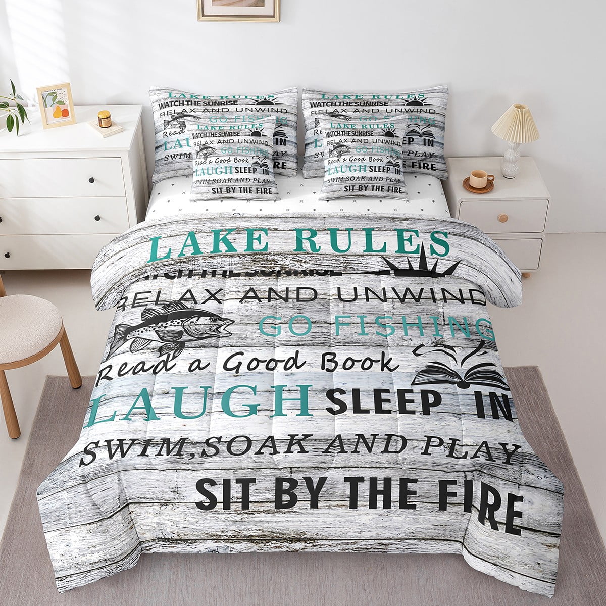 Erosebridal Lodge Cabin Bedding Full Size, Fishing and Hunting Bed Set ...