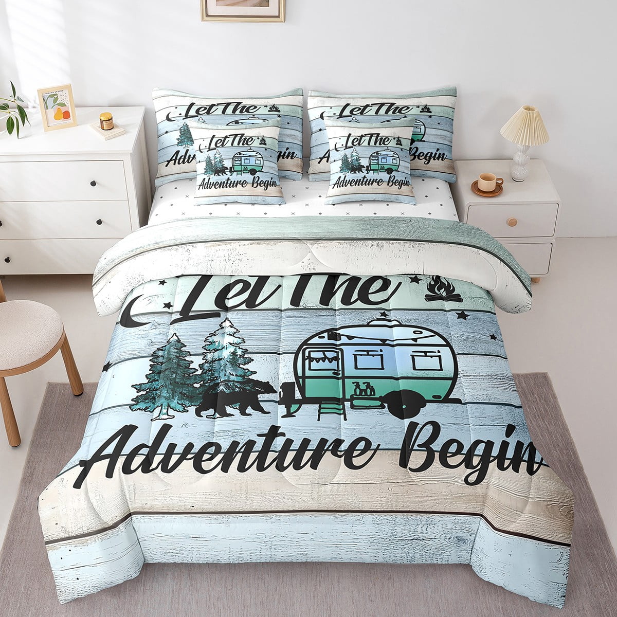 Erosebridal Lodge Cabin Bedding Twin Size, Camping Camper Bedding Sets ...