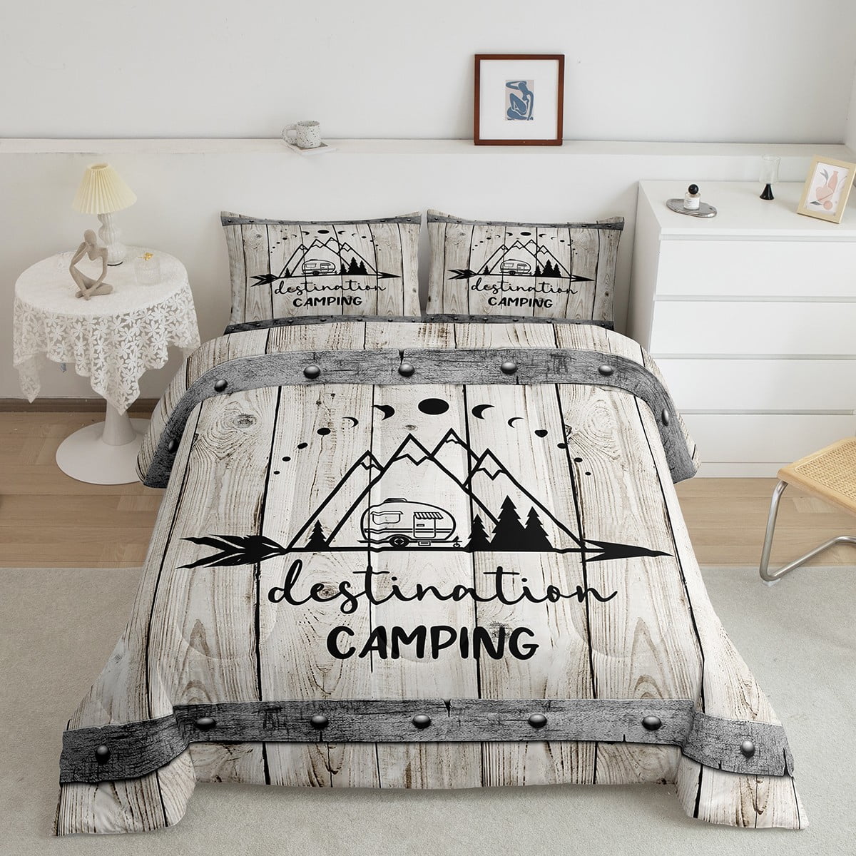 Erosebridal Lodge Cabin Comforter Sets Queen Size, Rustic Farmhouse ...