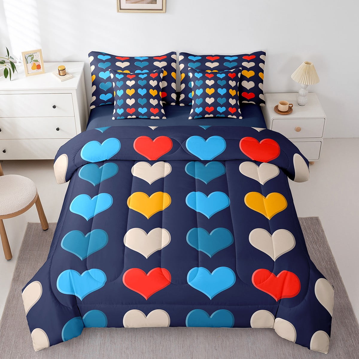 Erosebridal Love Bed in a Bag Twin Size,Colorful Love Hearts Pattern ...