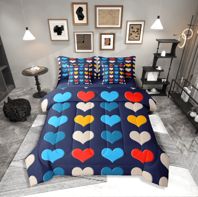 Erosebridal Love Bed in a Bag Twin Size,Colorful Love Hearts Pattern ...