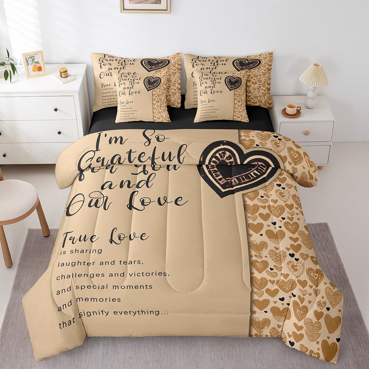 Erosebridal Love Heart Bed in a Bag Full size, Valentines Day Gifts Bed ...