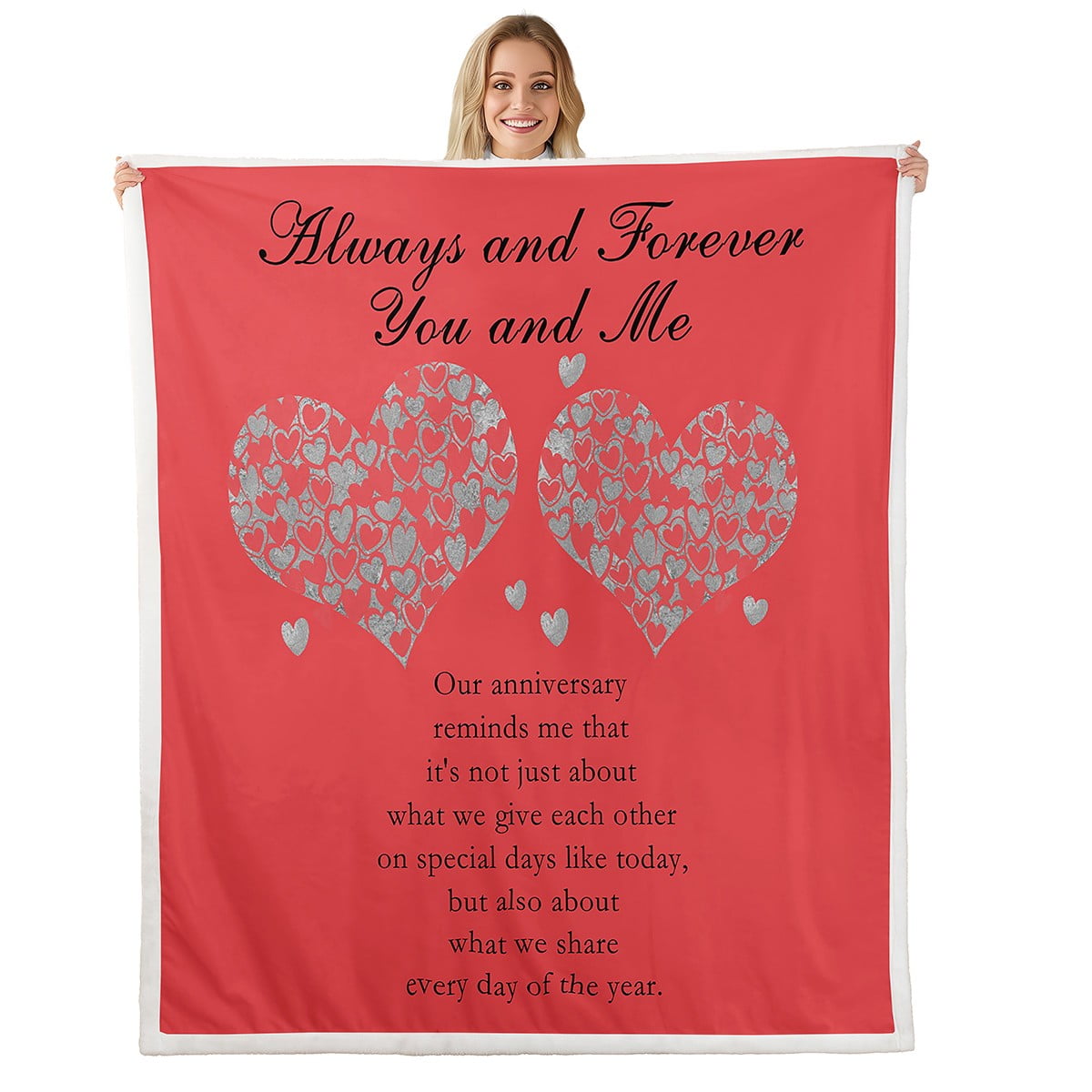 Erosebridal Love Heart Print Throw Blanket for Couch, Romantic ...