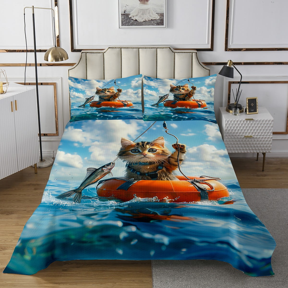 Erosebridal Lovely Cat Bedspread Sets Twin Size, Tropical Sea Fishing ...
