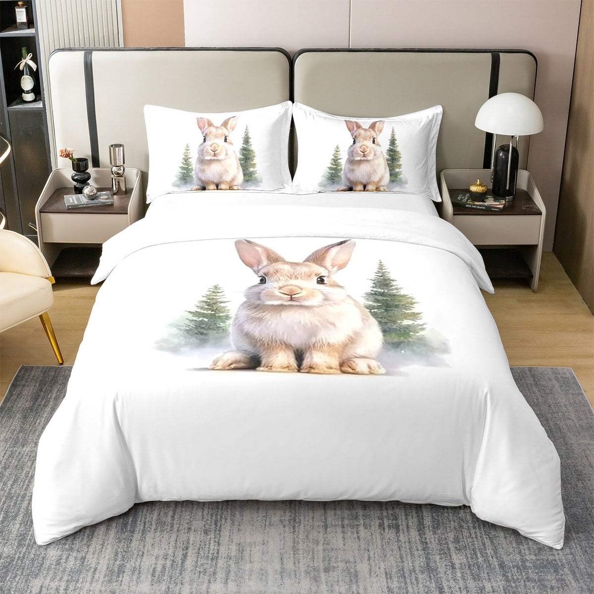 Erosebridal Lovely Rabbit 100% Cotton Duvet Cover Queen Size,Zoo Animal ...