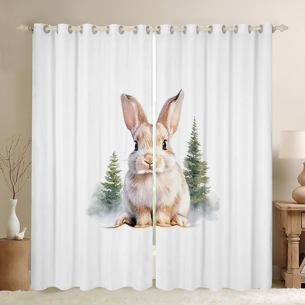 Erosebridal Lovely Rabbit Curtains for Living Room,Zoo Animal ...