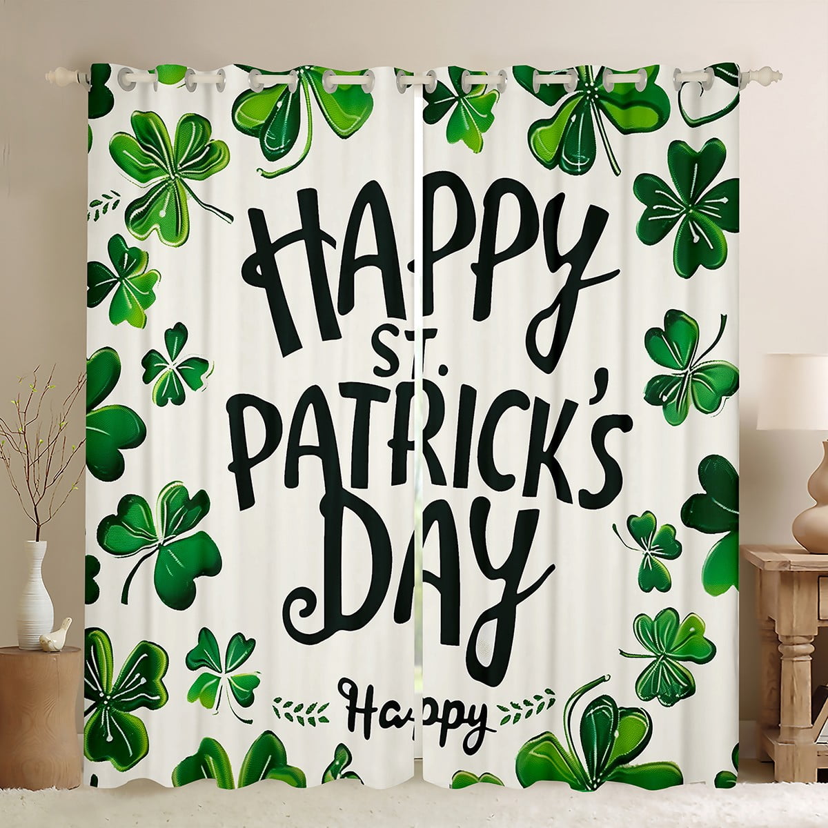 Erosebridal Lucky Clover Window Drapes Spring Leaves Window Drapes ...