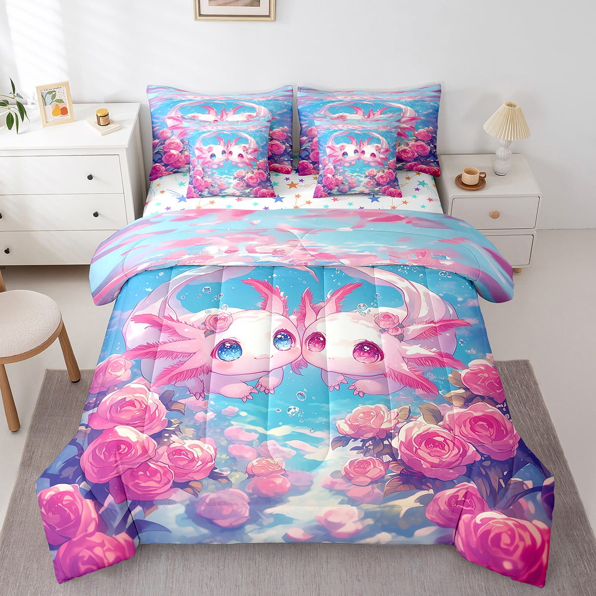 Erosebridal Magic Axolotl Bed in a Bag King Size,Ocean Animal Bed Set ...