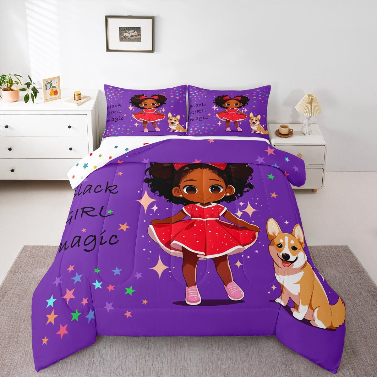 Erosebridal Magic Black Girls Bedding Queen Comforter Set,Cute American ...