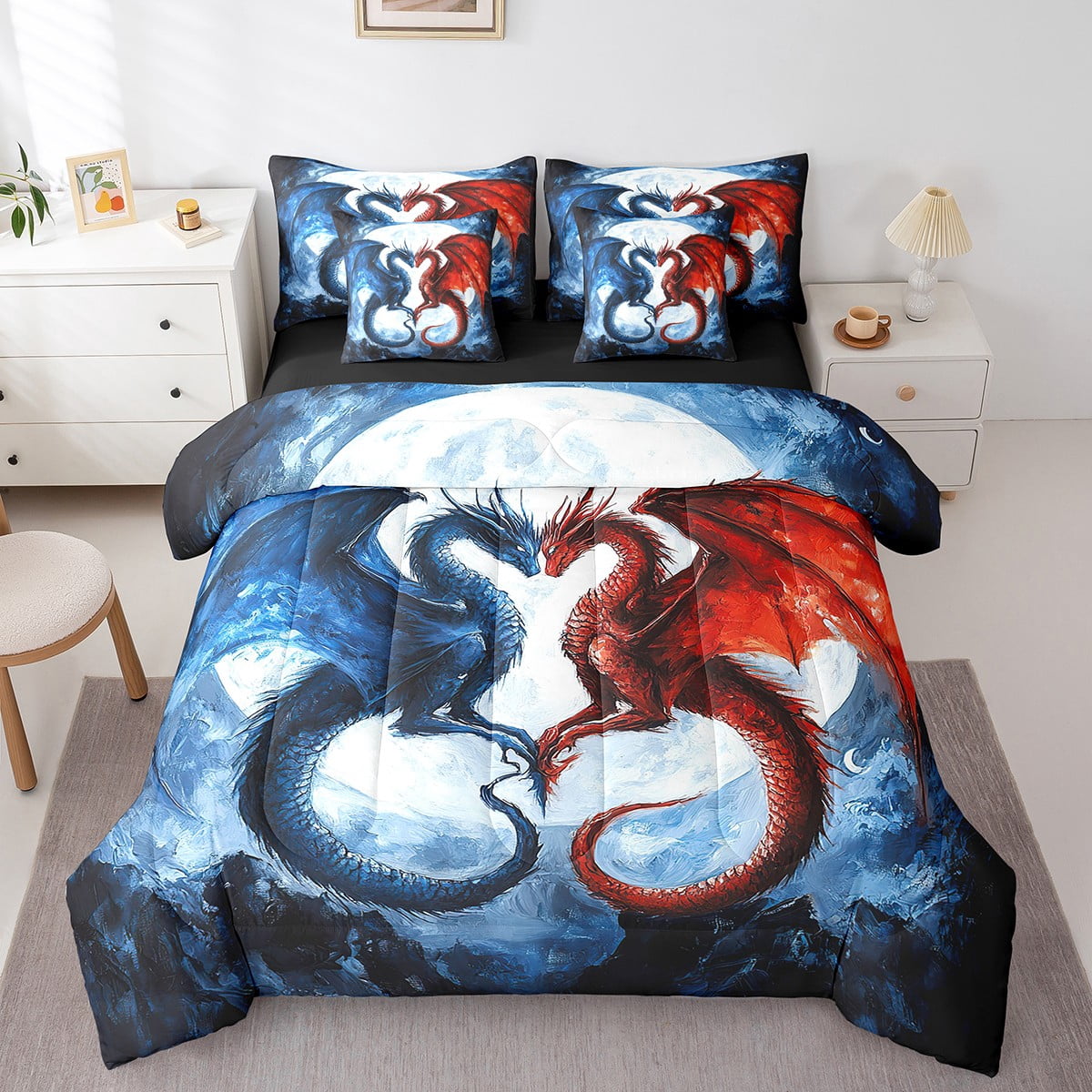Erosebridal Magic Dragon Bedding Sets Queen Size,Cartoon Animal ...