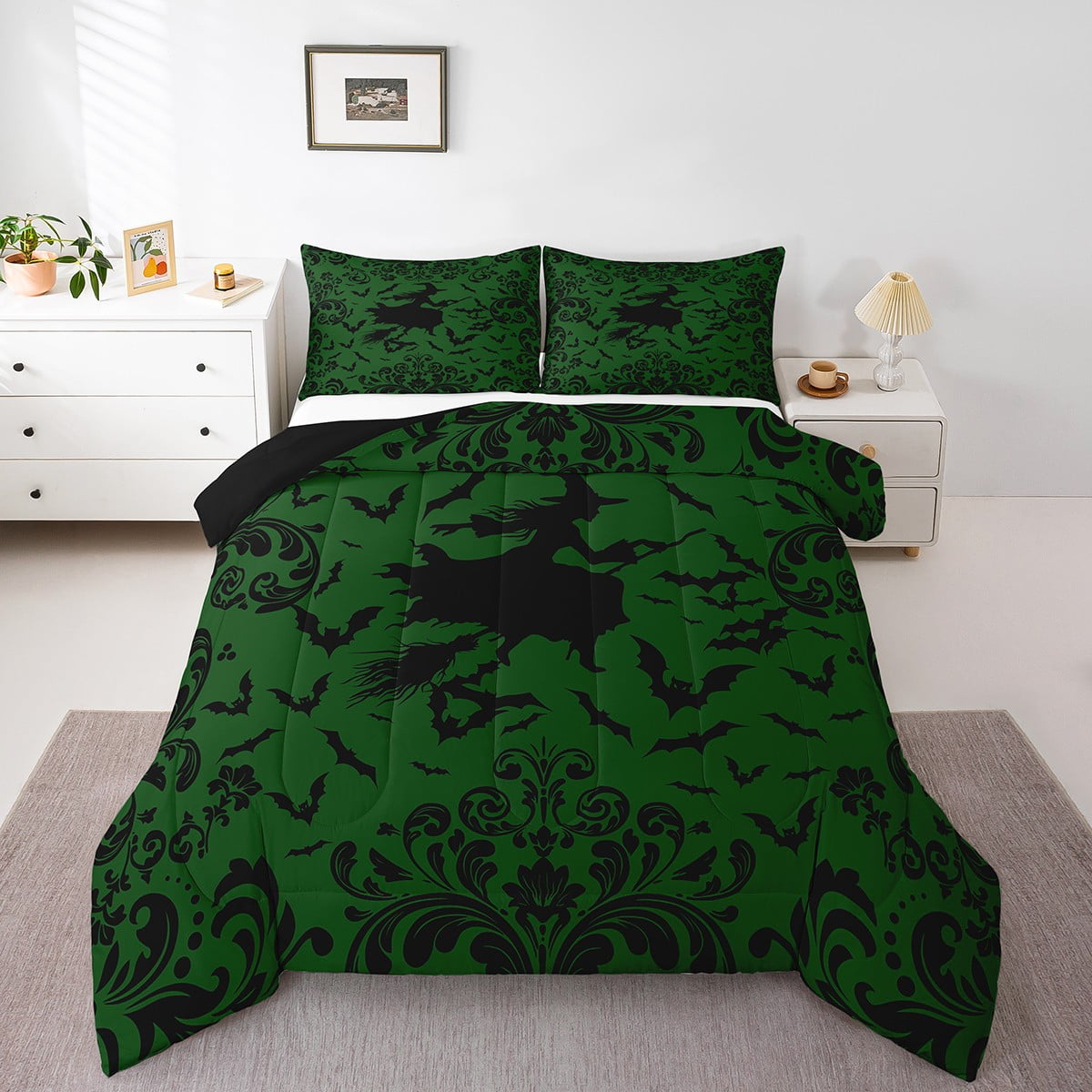 Erosebridal Magic Witch Comforter Sets Queen Size, Happy Halloween ...