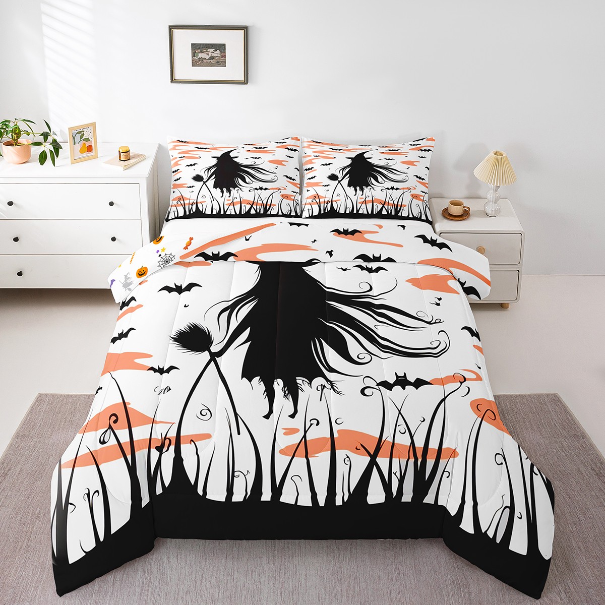 Erosebridal Magic Witch Comforter Sets Twin Size, Rustic Plant Bedding ...