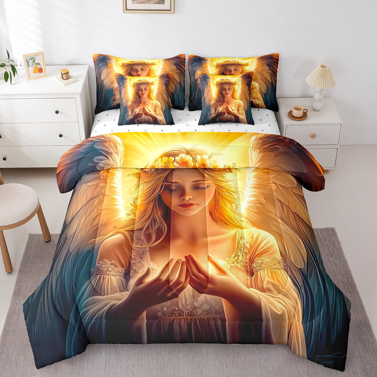 Erosebridal Magical Angel Wings Bedding Full Size, Magic Comforter Sets with Sheets Reversible ...