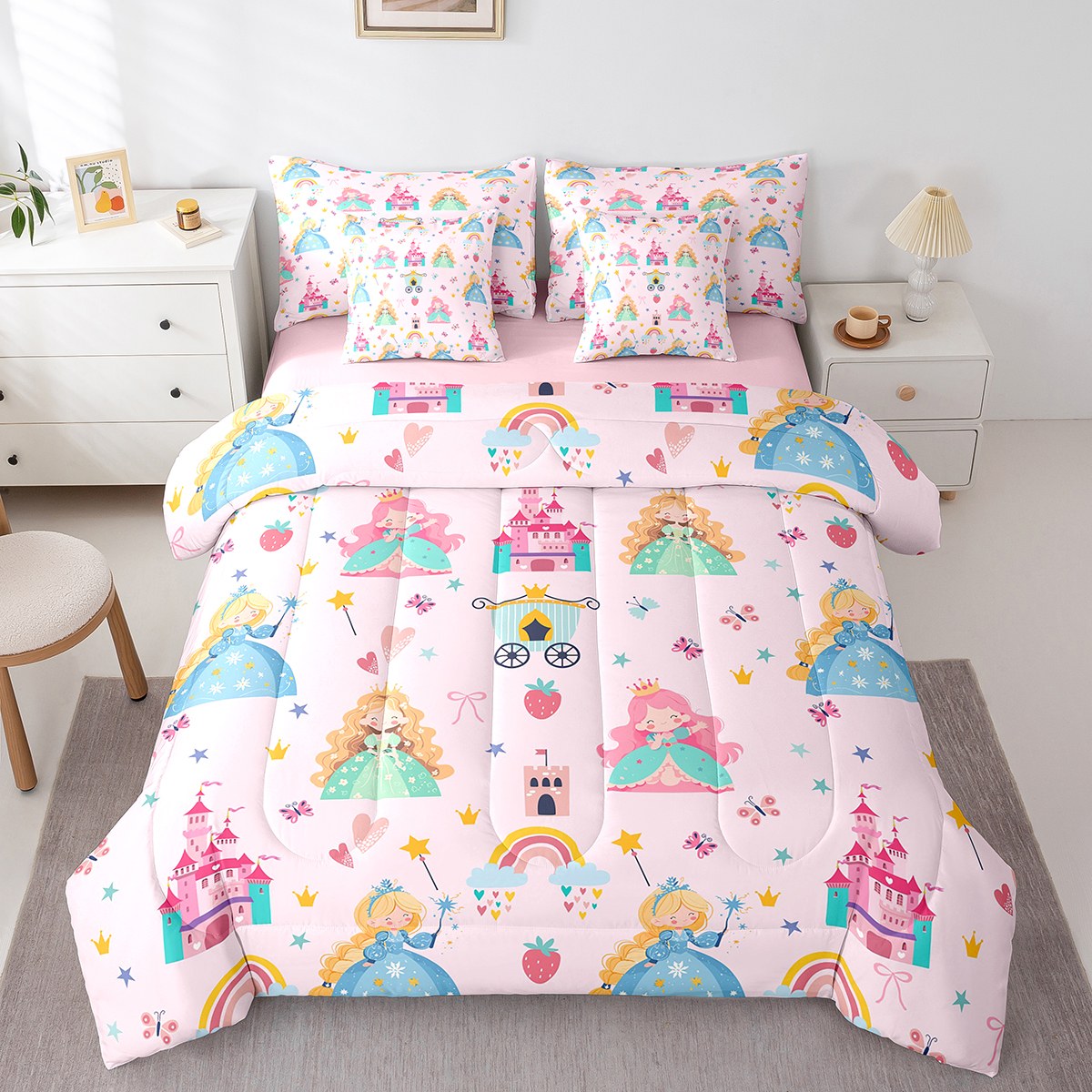 Erosebridal Magical Cartoon Princess Bed in a Bag Full Size,Fairy Tale ...