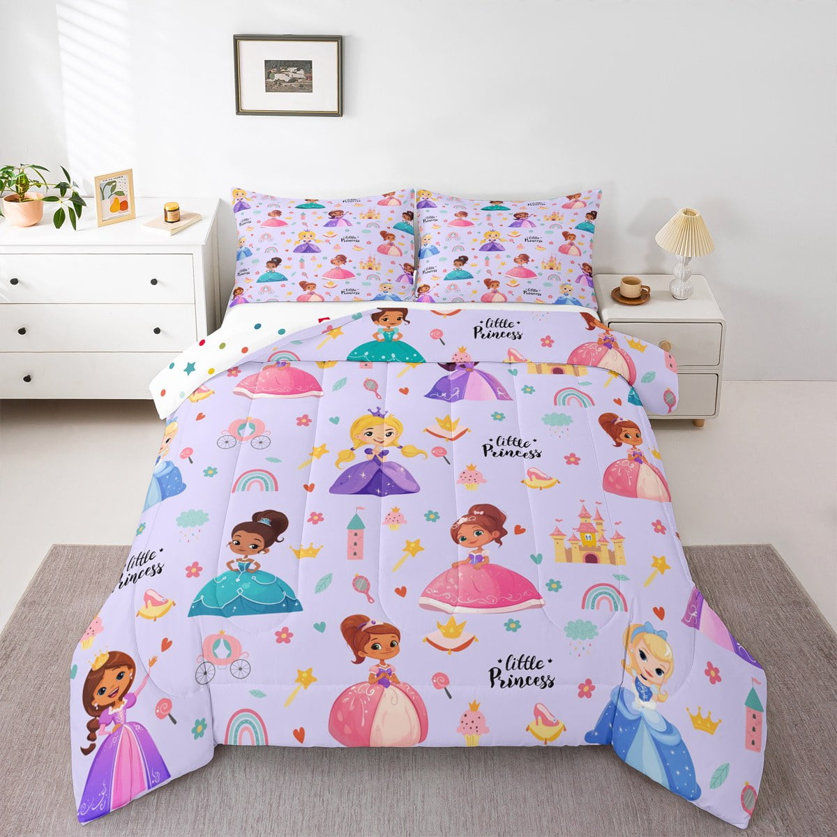 Erosebridal Magical Cartoon Princess Comforter Sets Full Size,Fairy ...