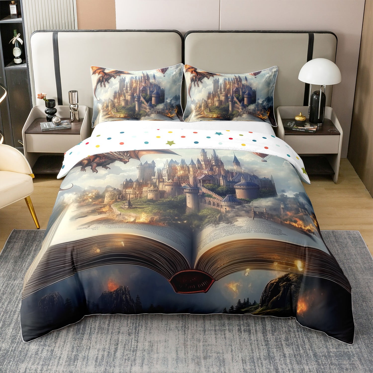 Erosebridal Magical Dragon 100% Cotton Duvet Cover Full Size, Vintage ...