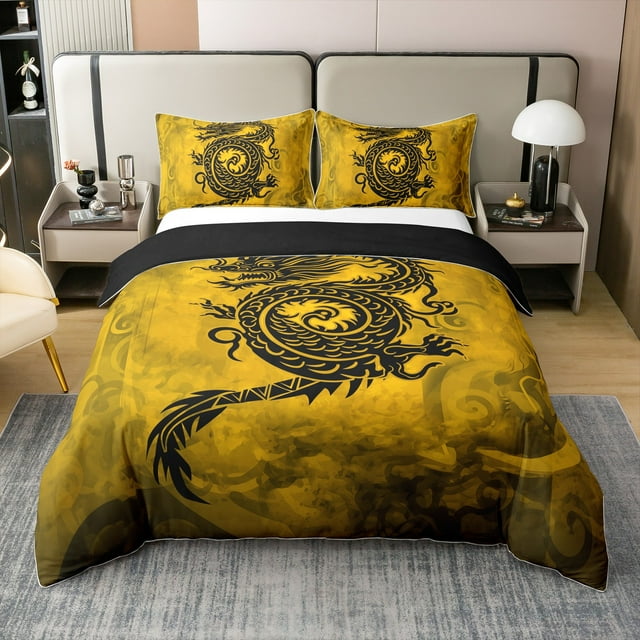 Erosebridal Magical Dragon 100 Cotton Duvet Cover King Size Black
