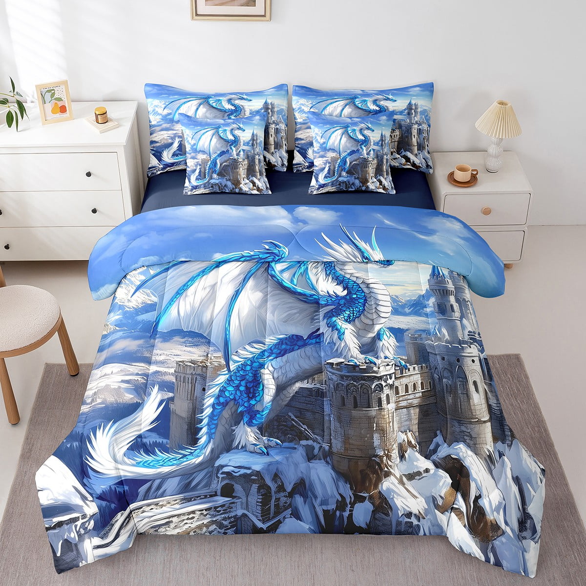 Erosebridal Magical Dragon Bed in a Bag Full size,Snow Castle Bed Set ...