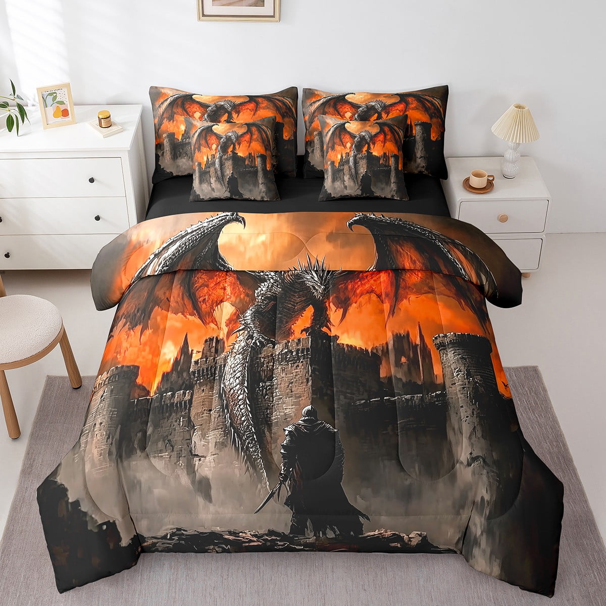 Erosebridal Magical Dragon Bed in a Bag King Size, Samurai Castle Bed ...