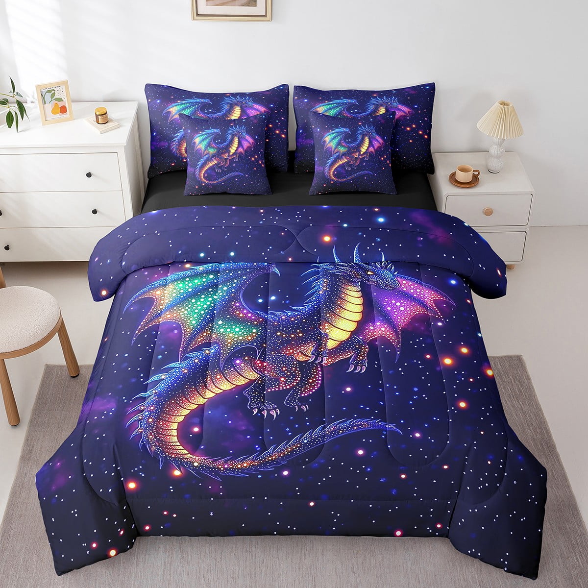 Erosebridal Magical Dragon Bed in a Bag King size, Starry Sky Bed Set ...