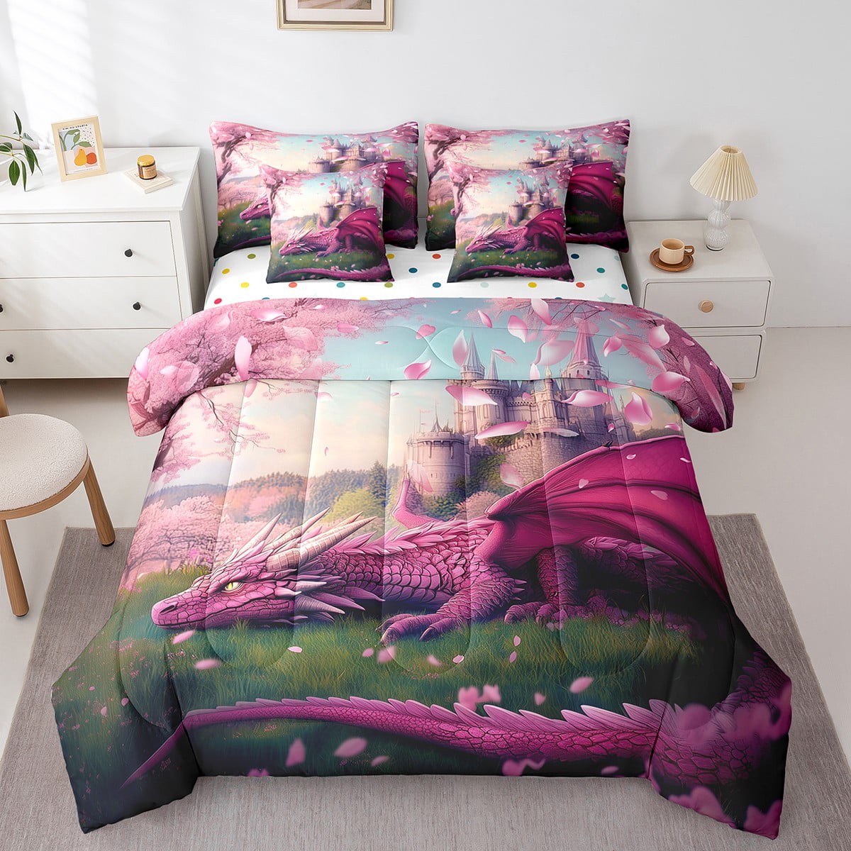 Erosebridal Magical Dragon Bed in a Bag Queen size, Vintage Castle Bed ...