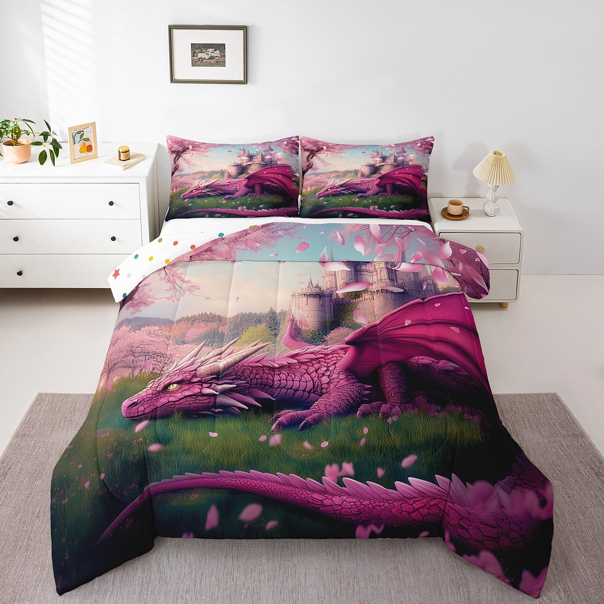 Erosebridal Magical Dragon Bedding Sets Twin with Comforter, Vintage ...