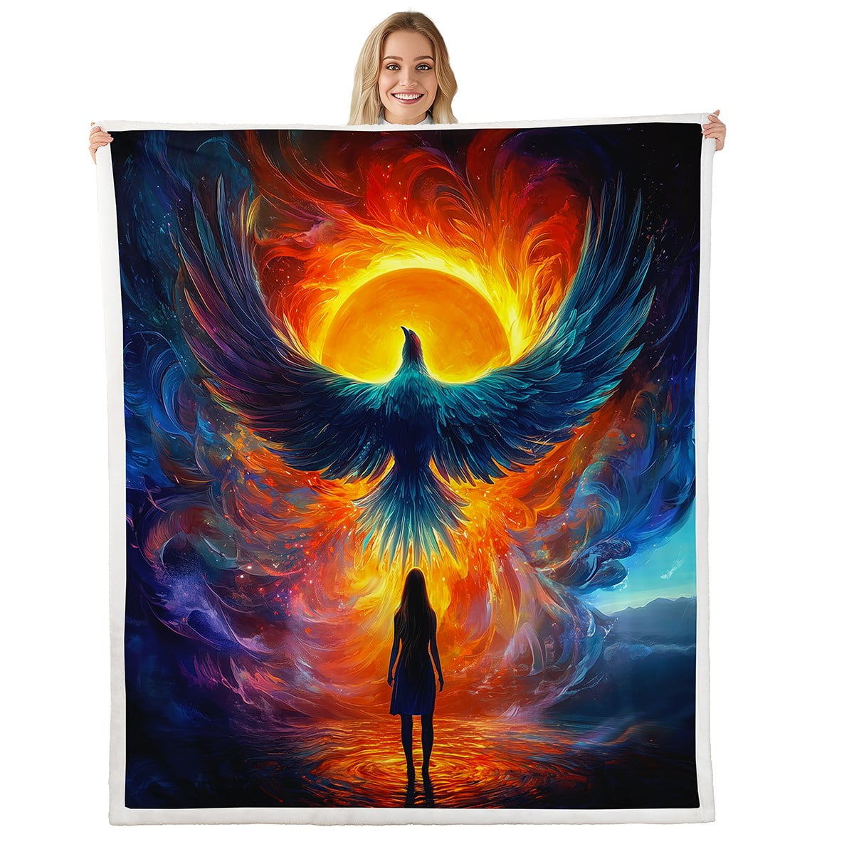 Erosebridal Magical Phoenix Throw Blanket for Couch, Wild Animal Sherpa ...