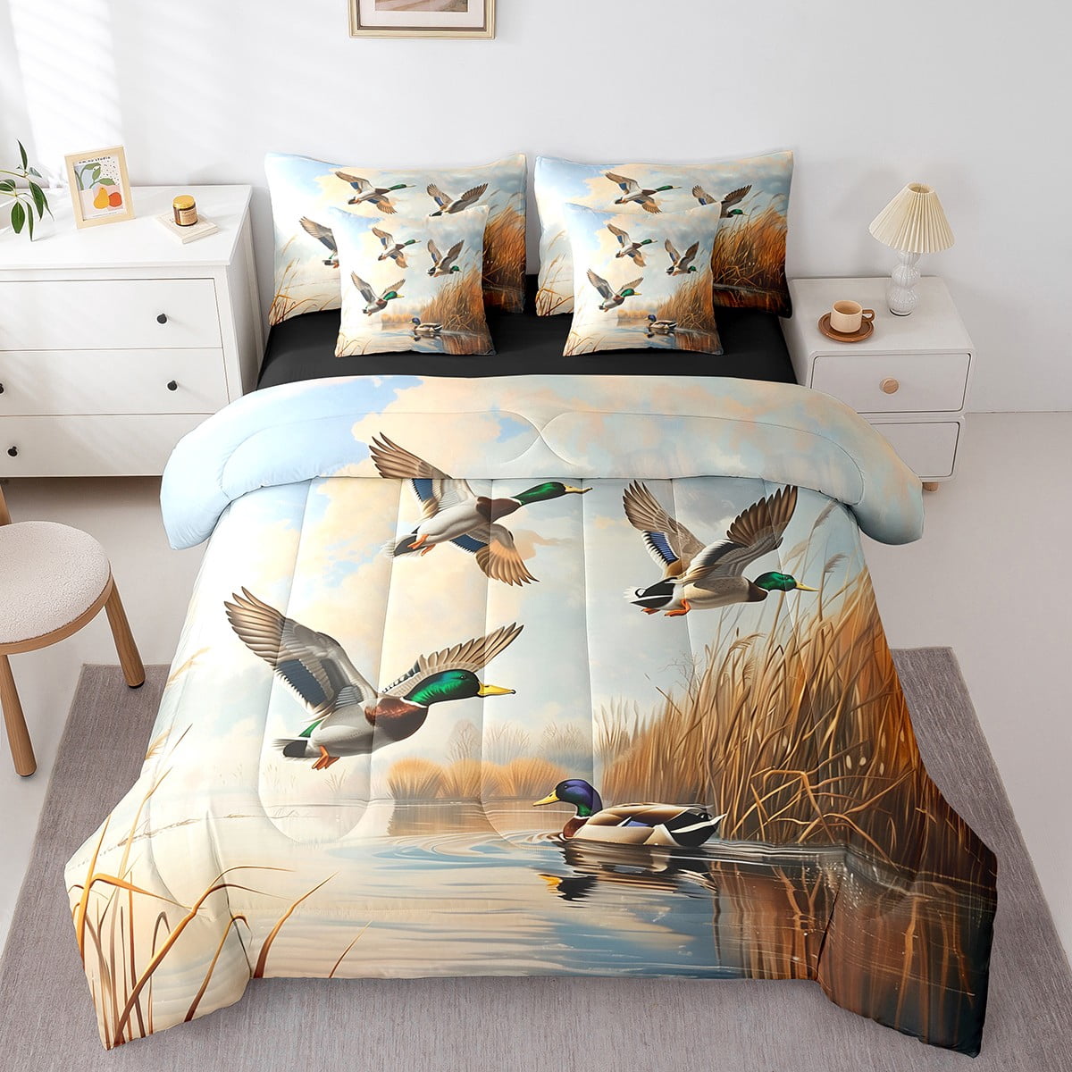 Erosebridal Mallard Duck Bedding Queen Size,Rustic Country Bedding Sets ...