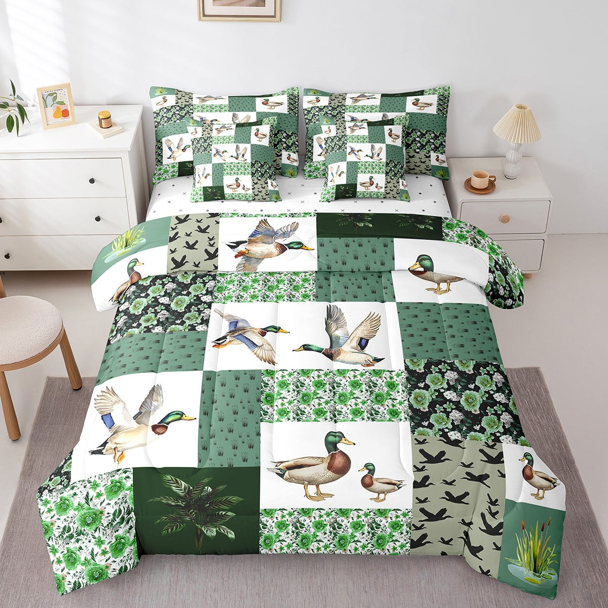 Erosebridal Mallard Duck Bedding Sets King Size, Wild Animal Wildlife Comforter Sets with Sheets ...