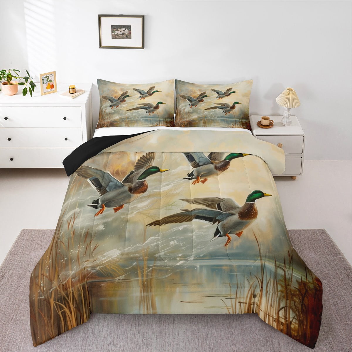 Erosebridal Mallard Duck Bedding Twin Comforter Set,Rustic Animal Down ...