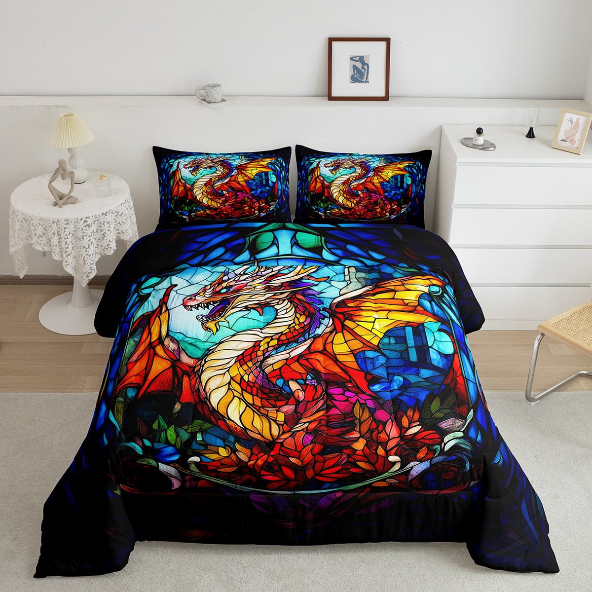Erosebridal Mandala Dragon Bedding Sets King with Comforter, Bohomian ...