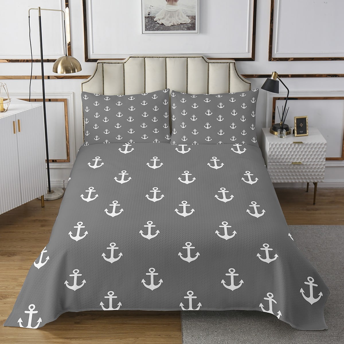 Erosebridal Marine Anchor Bedspread Sets Twin Size,Nautical Sea Bed ...