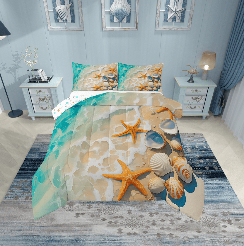 Erosebridal Marine Beach Comforter Sets Twin Size, Kawaii Starfish ...