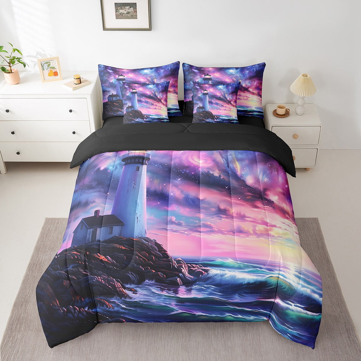 Erosebridal Marine Coastal Bed in a Bag Twin size, Lighthouse Bed Set ...