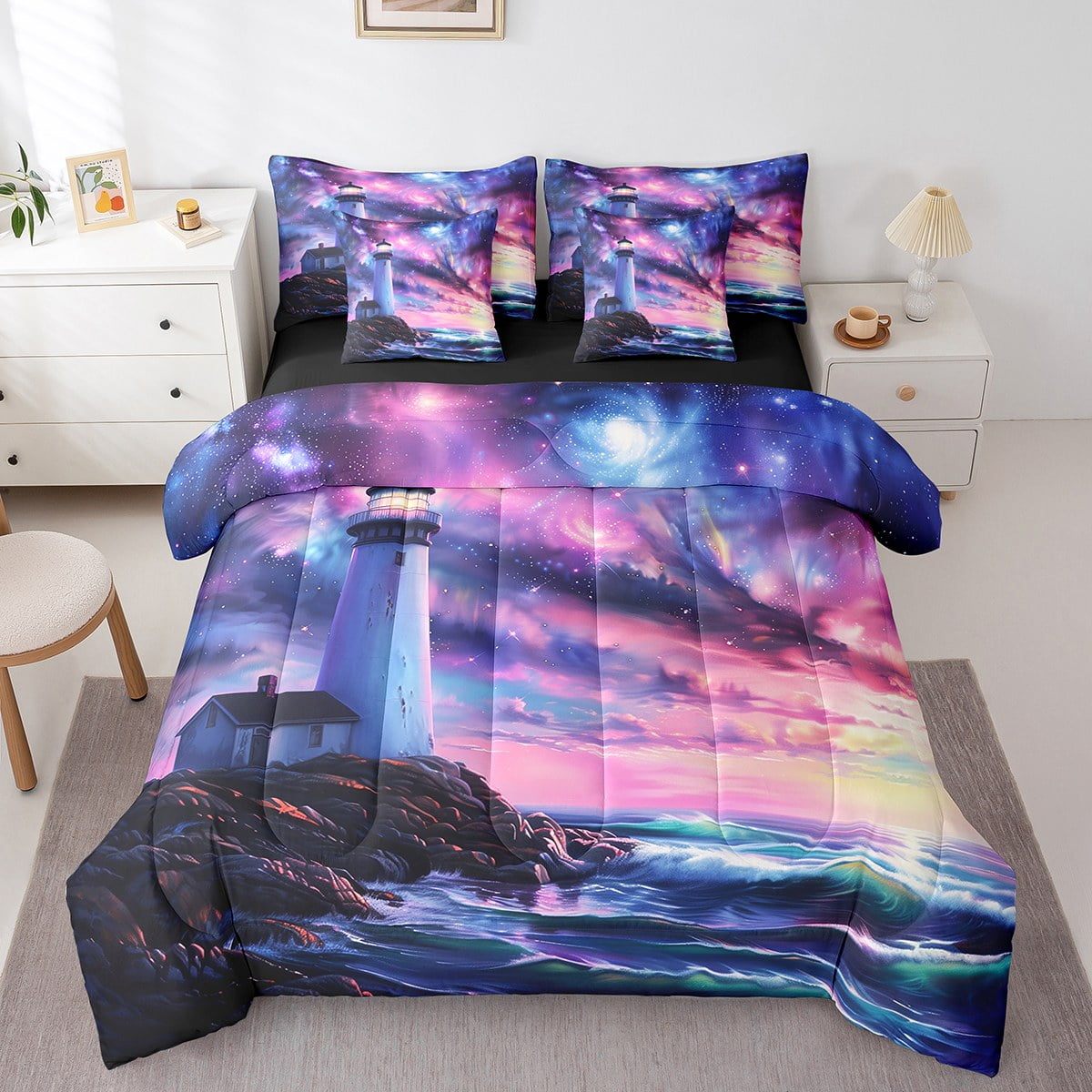 Erosebridal Marine Coastal Bedding Sets Full Size, Lighthouse Comforter ...