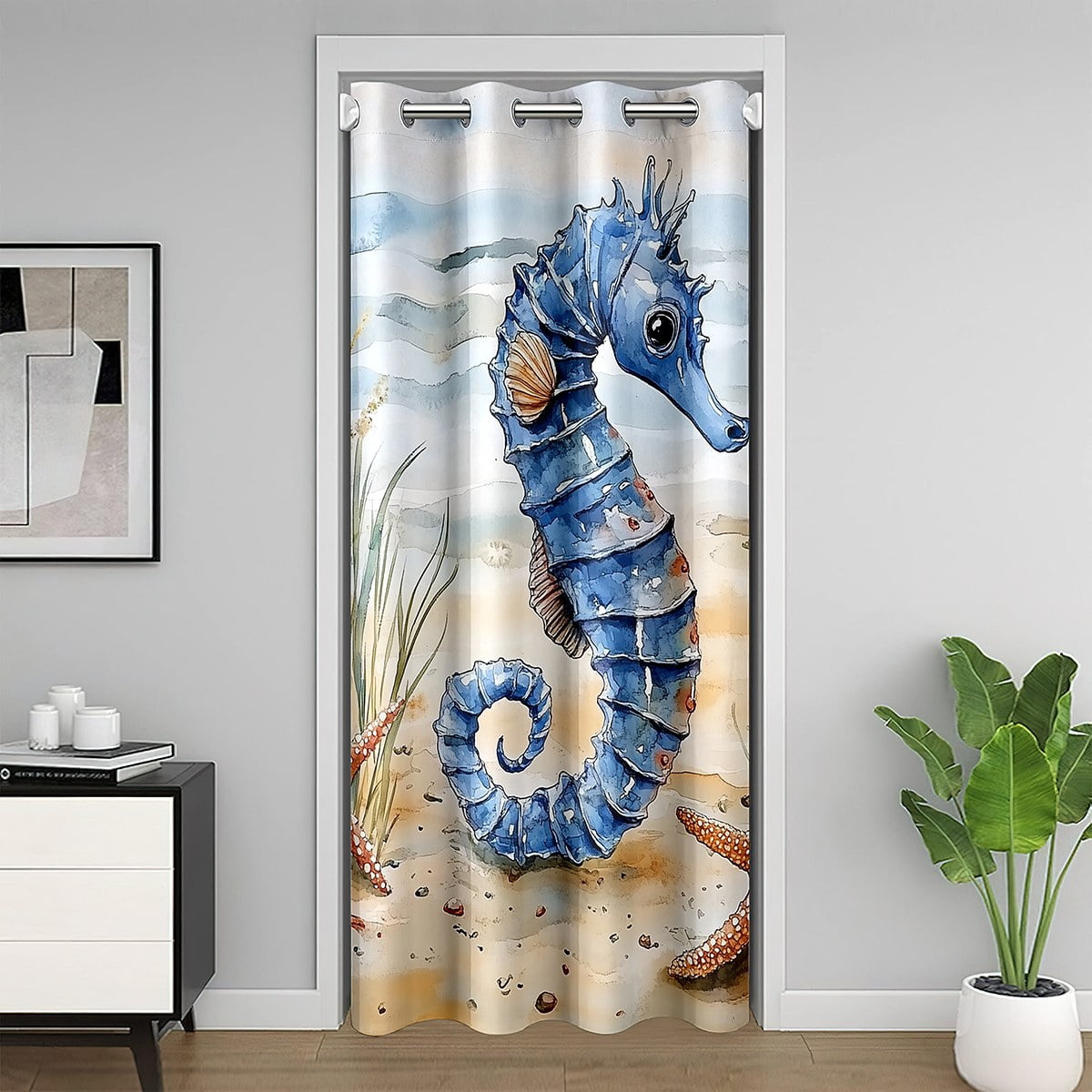 Erosebridal Marine Seahorse Door Curtain For Door Window 34x80, Sea ...
