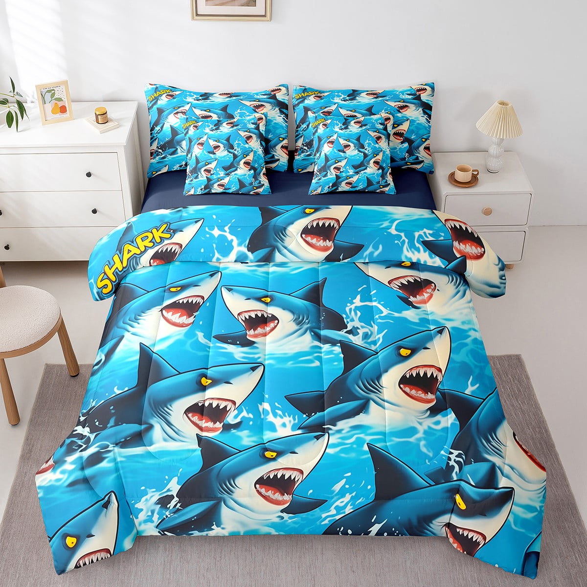 Erosebridal Marine Shark Bedding Sets Full Size, Sealife Comforter Sets ...