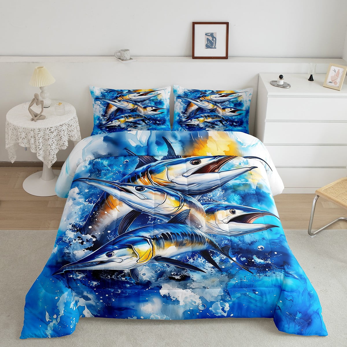 Erosebridal Marlin Swordfish Comforter Set Nautical Animal Duvet Sets ...