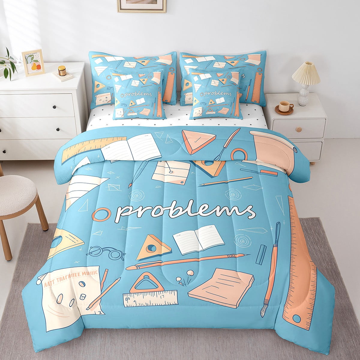 Erosebridal Mathematics Bed in a Bag Queen size, Math Equation Bed Set ...