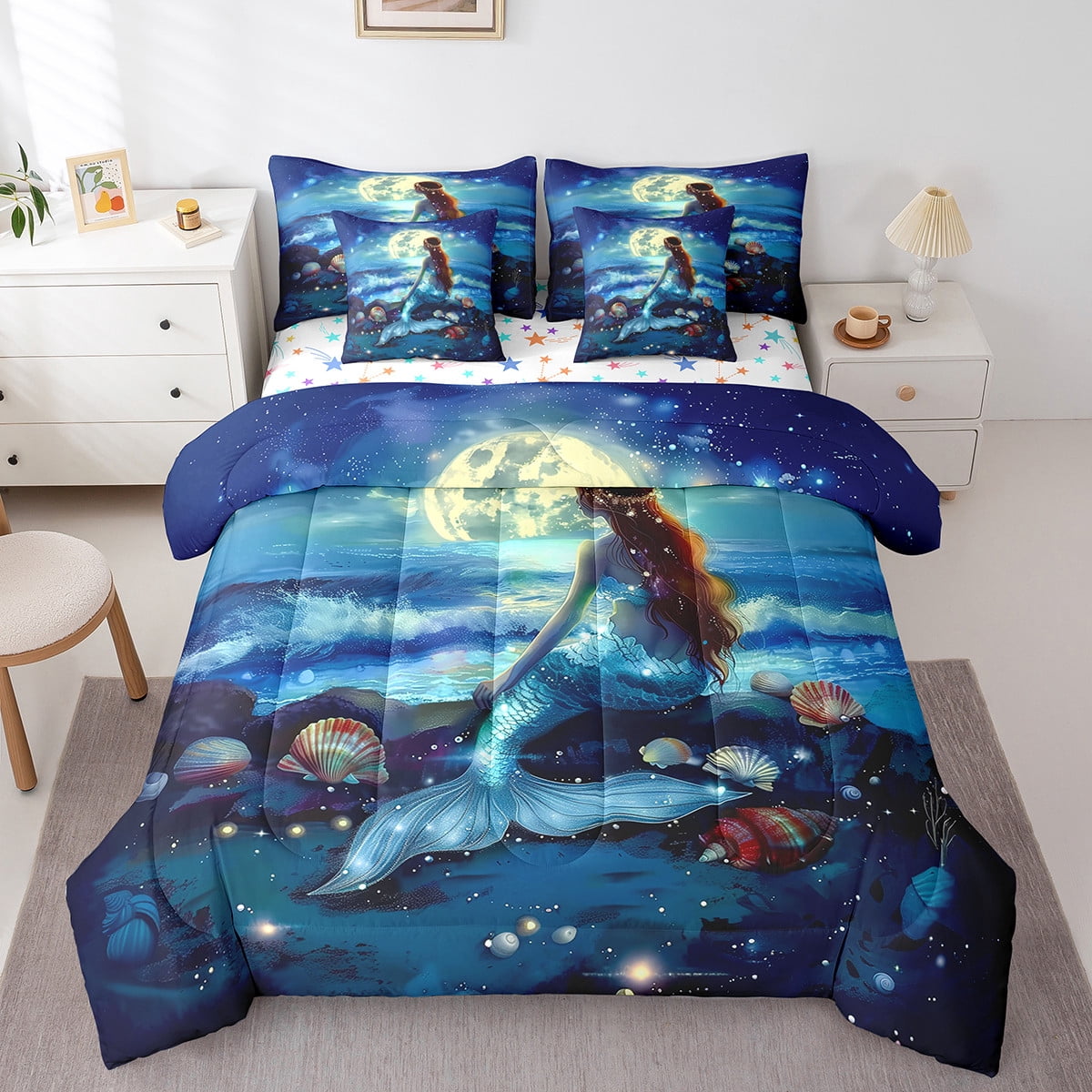 Erosebridal Mermaid Princess Bedding Full Size, Dreamy Marine Bed Set ...