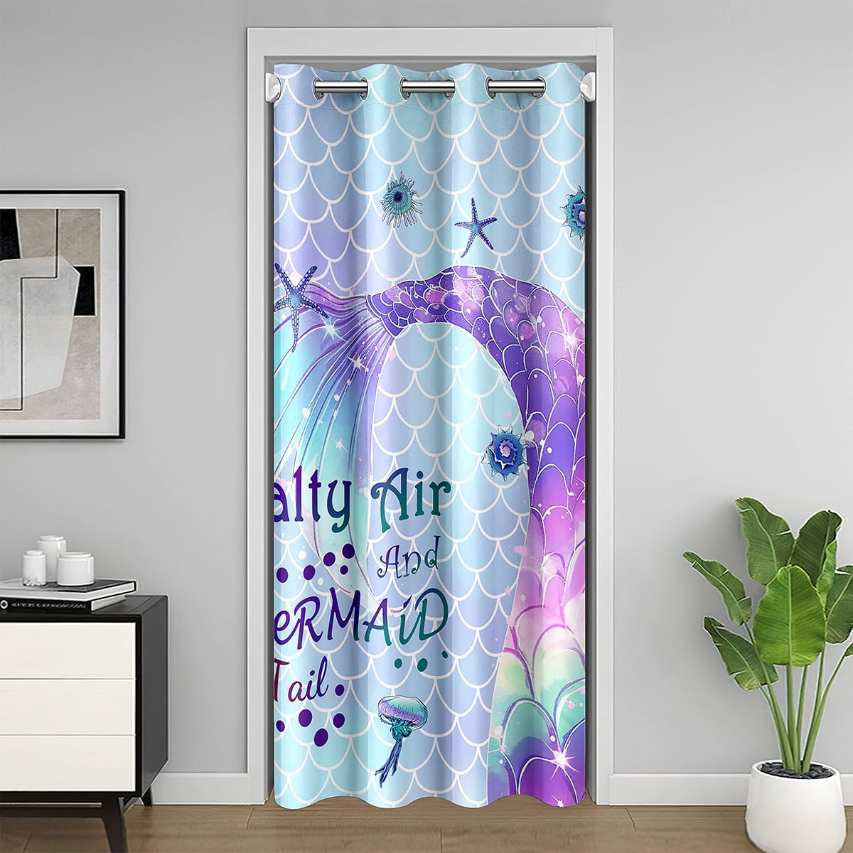 Erosebridal Mermaid Tail Door Curtain Panel 52x80, Dreamy Princess Room ...