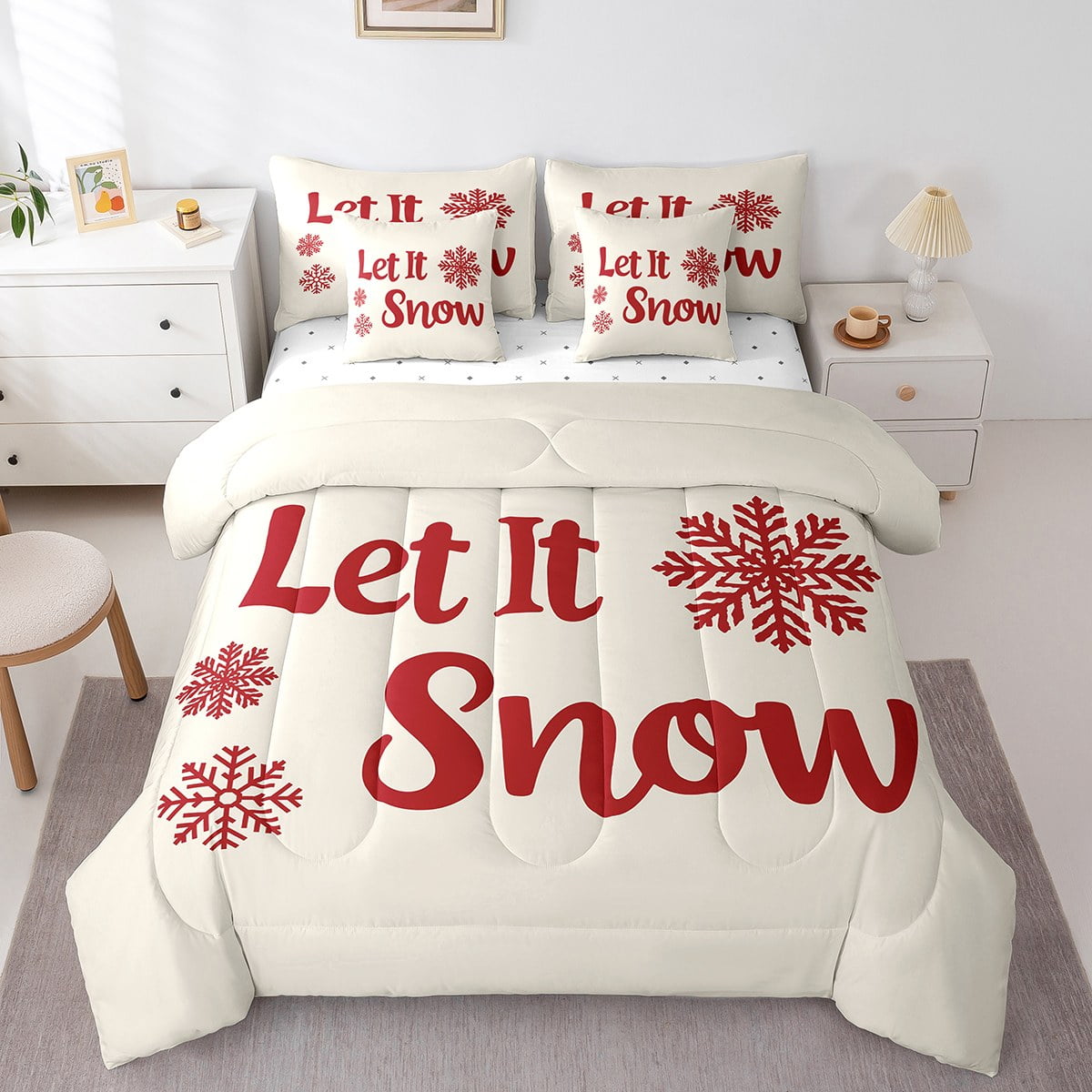 Erosebridal Merry Christmas Bedding Sets Twin Size,Red Snowflakes ...