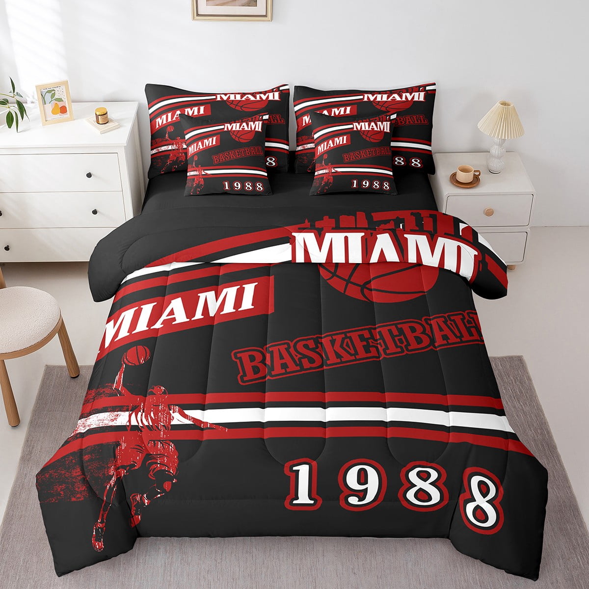Erosebridal Miami Bed in a Bag Full Size,Basketball City Bed Set,Red ...