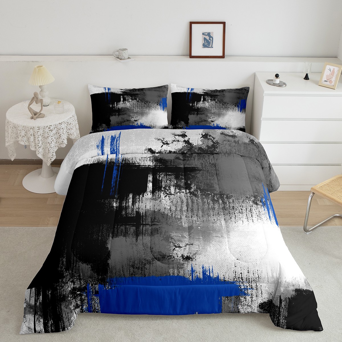 Erosebridal Minimalist Graffiti Comforter Sets Queen Size,Modern ...
